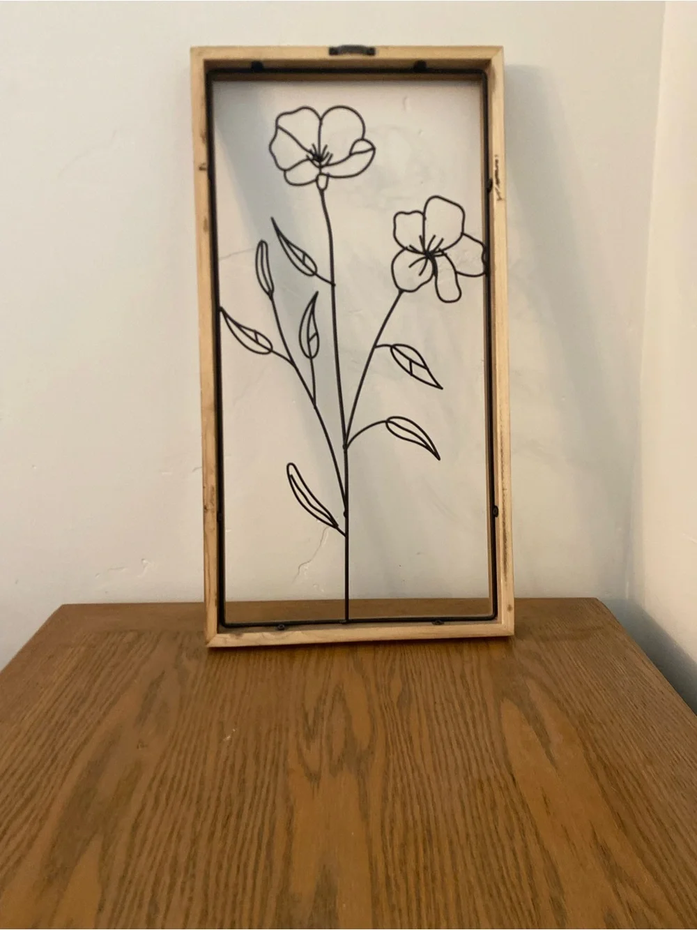 No Label | Wall Decor | Black Floral Wire Wall Art With Wood Frame ...